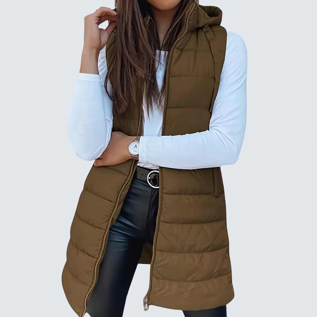 RAIN™ | Casual Sleeveless Hood Long Puffer Vest – Dress Code