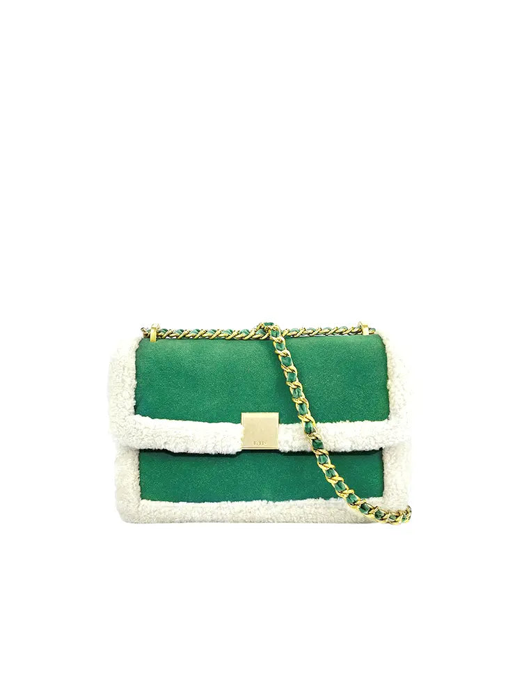 Vintage Shearling Leather Shoulder Crossbody Bag – Dress Code